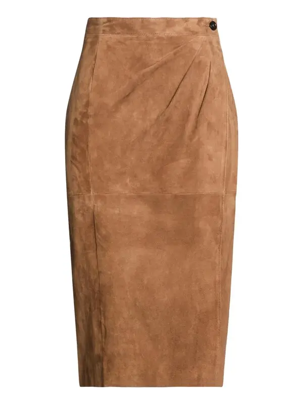 Max Mara Solidcolor Suede Skirt - Camel