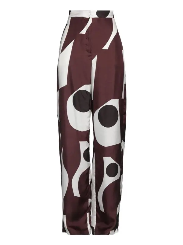 Max Mara Multicolor Wideleg Pants - Red