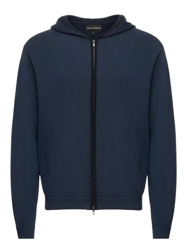Emporio Armani Zip-up Hooded Cardigan - Blue