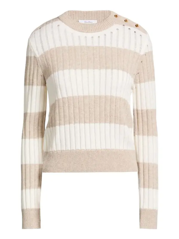 Max Mara Striped Long-sleeved Knitted Sweater - Nude