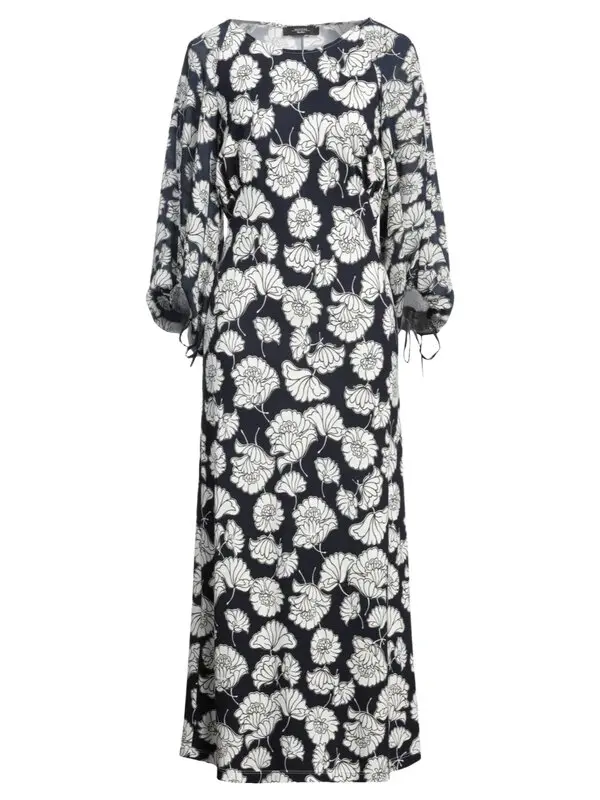 Max Mara Floral Print Trumpet Dress - Blue