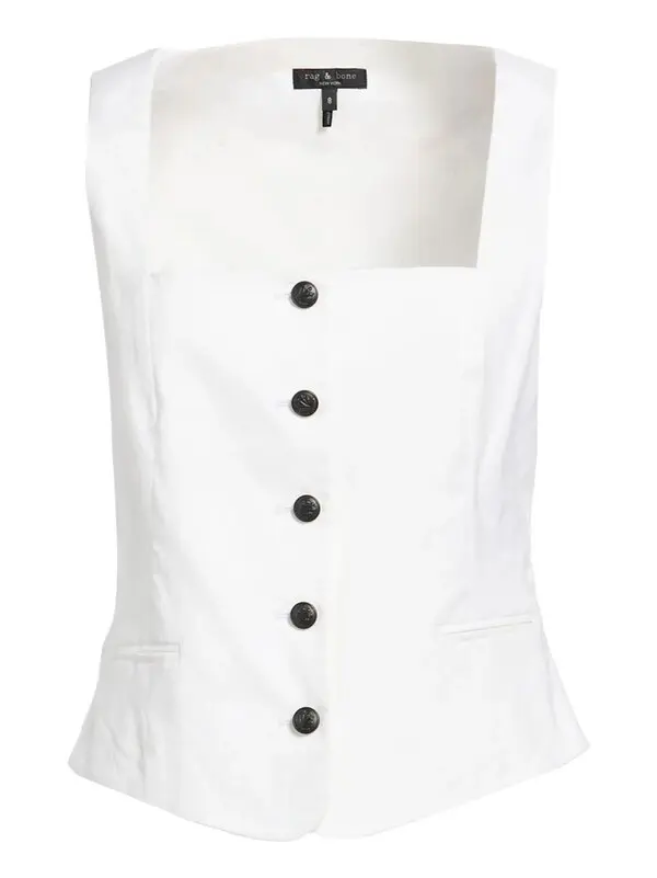 Rag & Bone Simple Sleeveless Square-neck Top - White