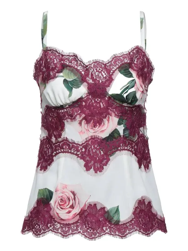 Dolce & Gabbana Floral Lace Sleeveless Top - White