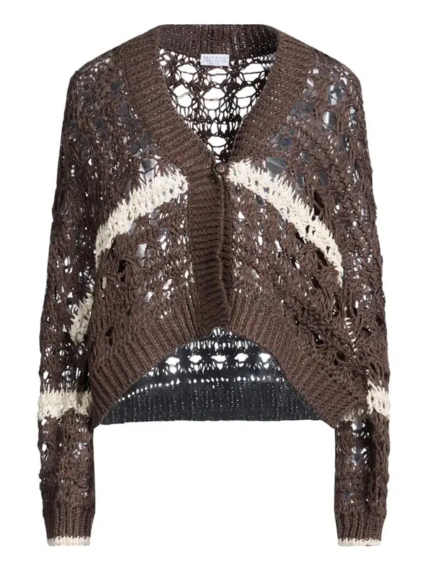 Brunello Cucinelli Striped Cardigans - Brown