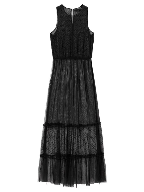 ALLSAINTS Sleeveless Tulle Midi Dress - Black
