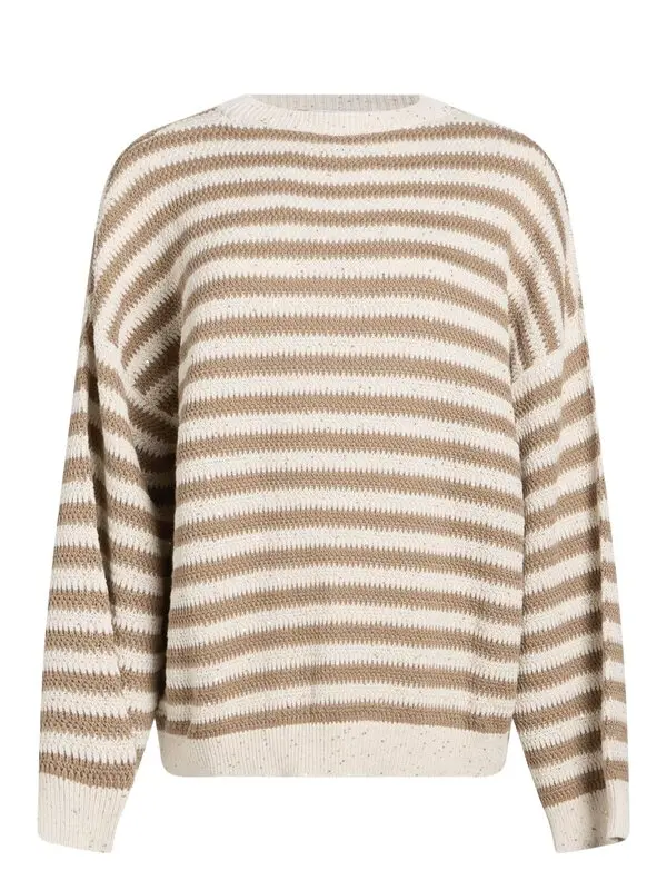 Brunello Cucinelli Striped Knit Sweater - Khaki