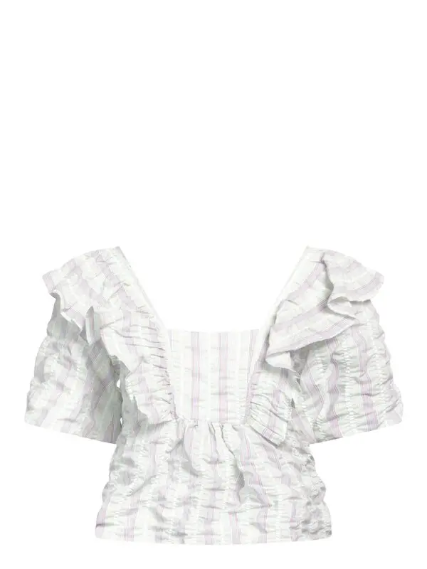 GANNI Striped Short Sleeve Top - No