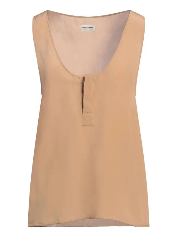 Saint Laurent Solidcolor Sleeveless Top - Nude