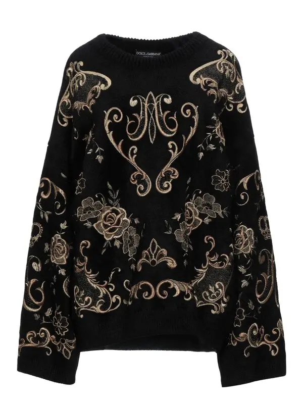 Dolce & Gabbana Floral Knit Top - Black