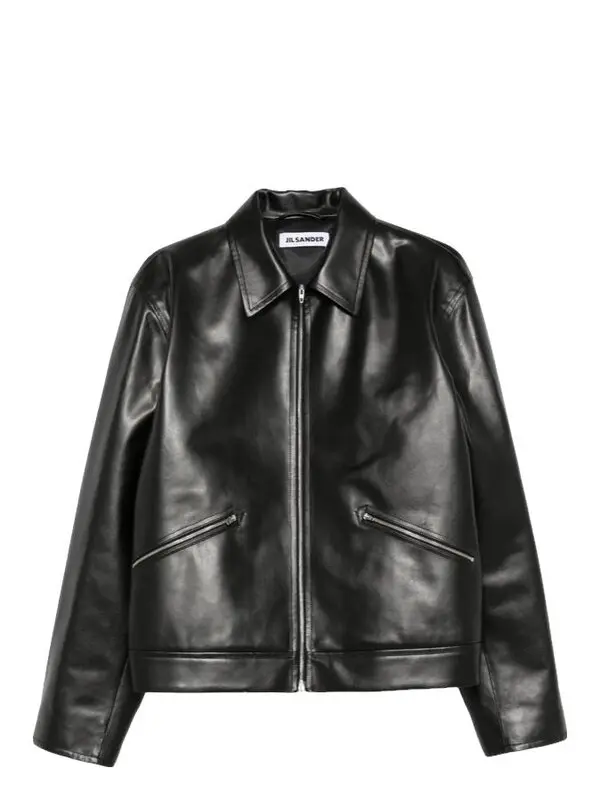 JIL SANDER Zip-up Leather Jacket - Black