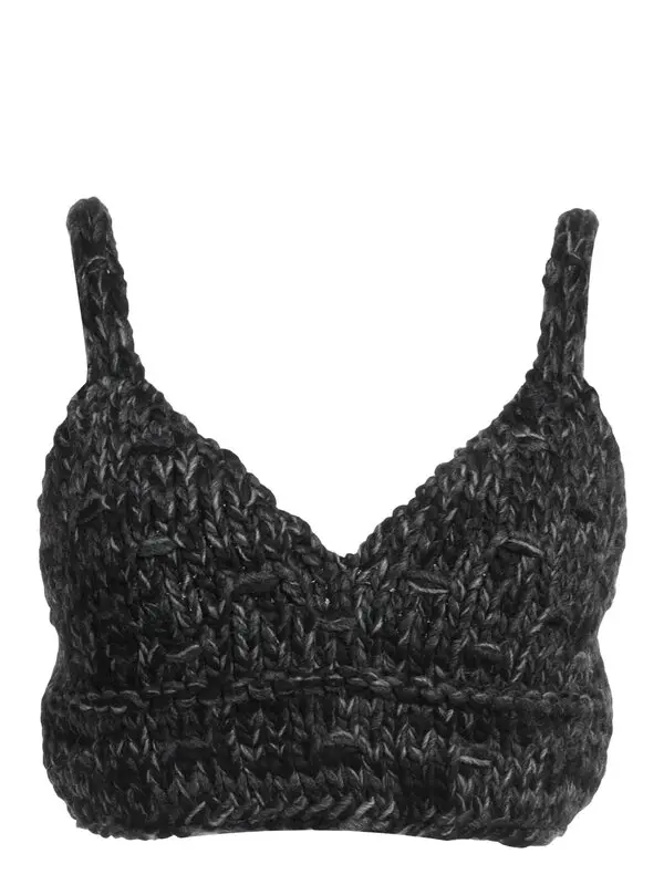 Dolce & Gabbana Multicolored Sleeveless Knit Crop Top - Black