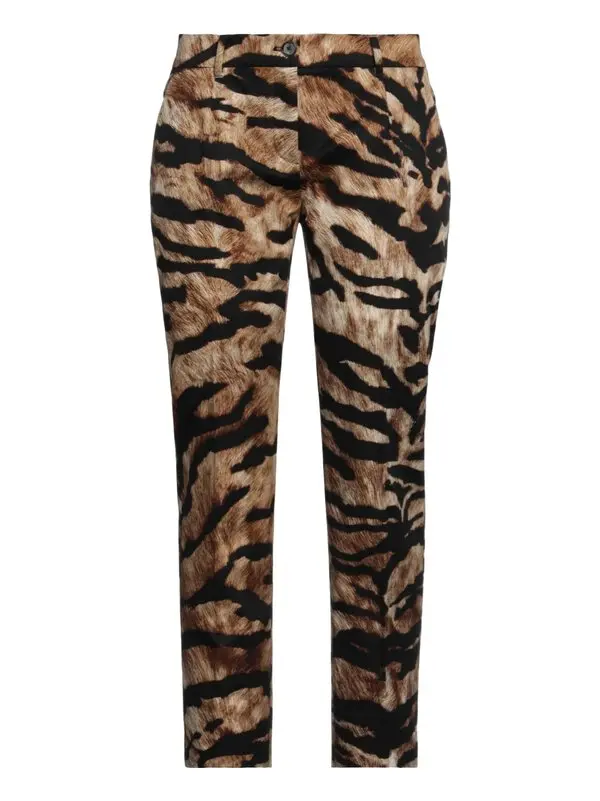 Dolce & Gabbana Casual Trousers With Tiger Stripe Print - Camel