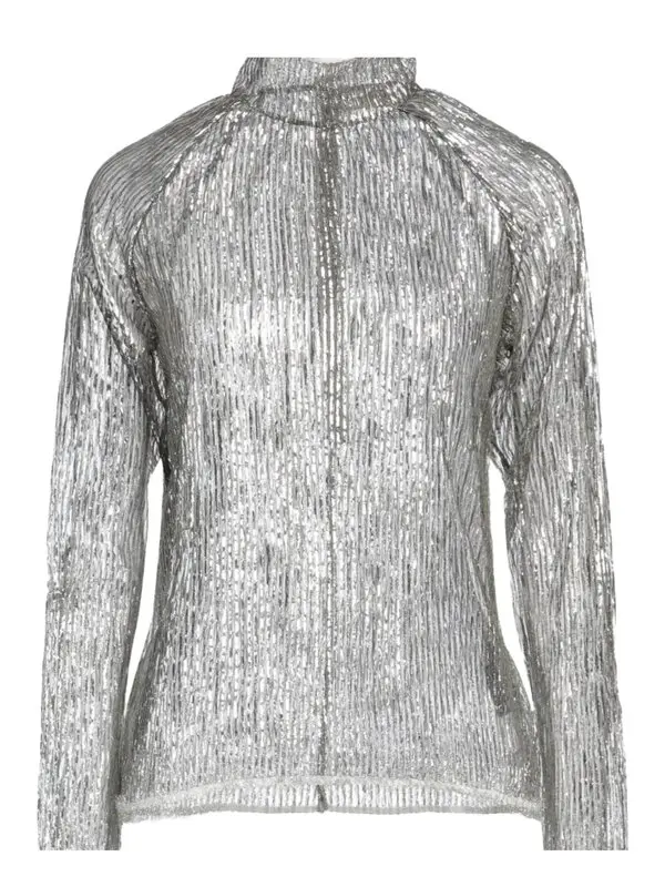 Tory Burch Solidcolor Turtleneck Longsleeve Top - Gray