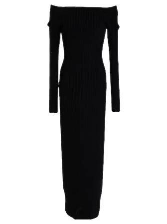 Max Mara Fitted Longsleeve Knit Dress - Black
