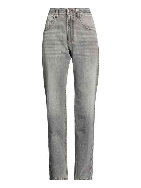 Brunello Cucinelli Plain Colour Denim Trousers - Grey