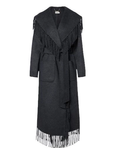 Simkhai Carrie Fringed Wrap Coat - Grey