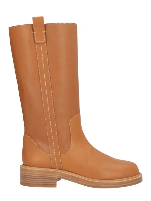 Chloé Simple Leather Boots - Tan