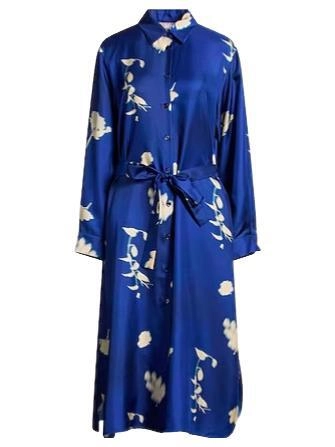 Max Mara Printed Longsleeve Shirt Dress - Blue