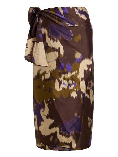 Max Mara Multicolor Satin Midi Skirt - Brown