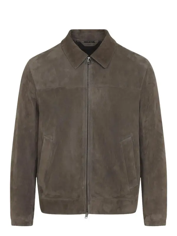 Brioni Long-sleeve Zip-up Leather Jacket - Brown