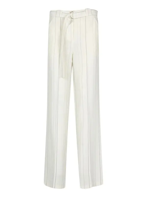 SEMICOUTURE Striped Belted Tailored Trousers - White
