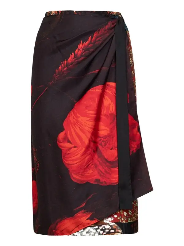 Dries Van Noten Patterned Skirt - Black