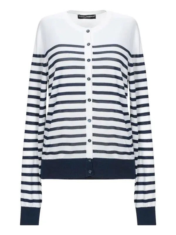 Dolce & Gabbana Striped Fine-knit Top - White