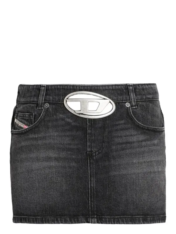 DIESEL® Solidcolor Denim Flare Skirt - Black