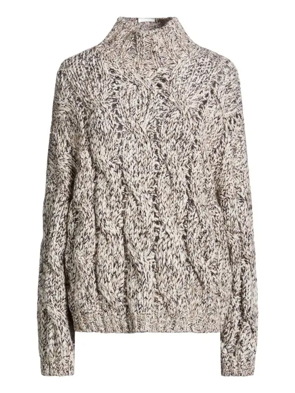 Brunello Cucinelli Thick-knit Turtleneck Long-sleeve Top - Ivory
