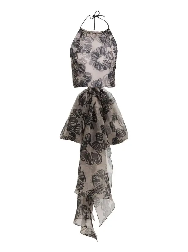 Max Mara Sleeveless Floral Print Top - Grey