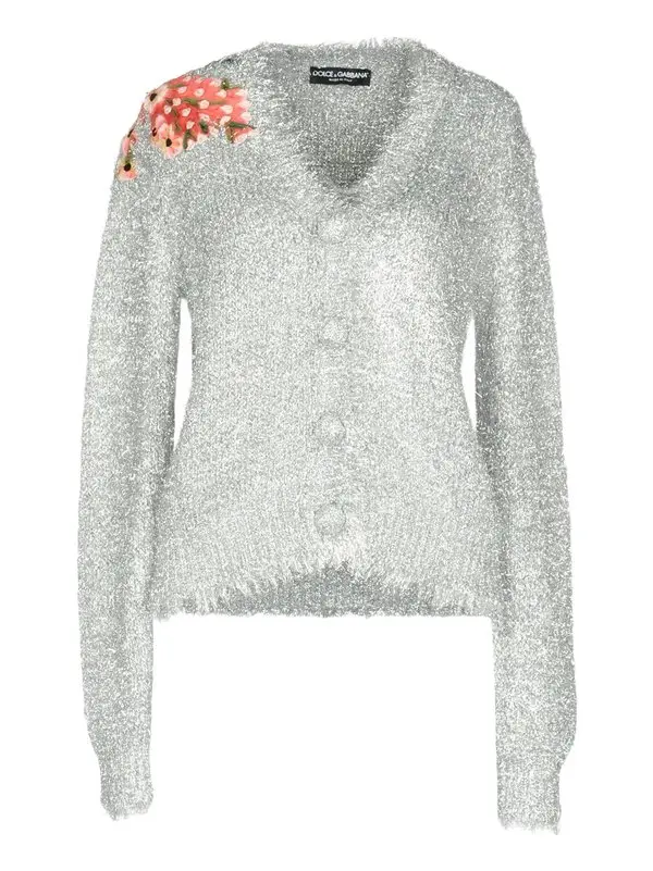 Dolce & Gabbana Minimalist Solidcolor Knit Cardigan - Silver