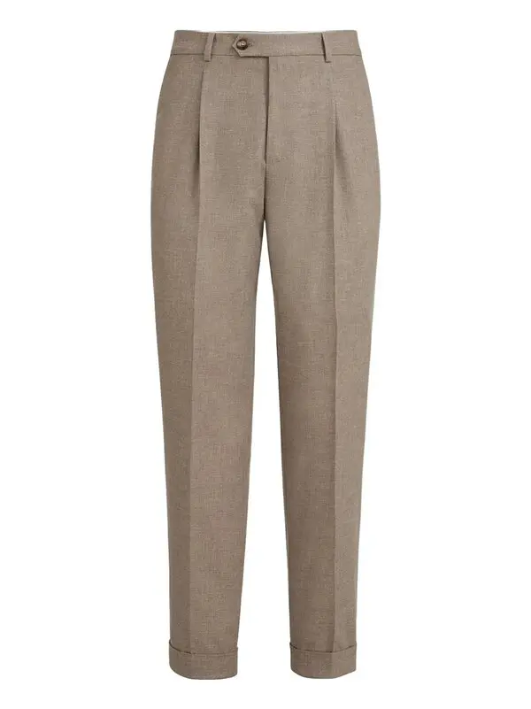 Brunello Cucinelli Mouliné Pleated Trousers - Gray