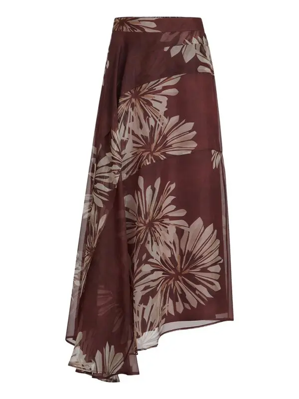 Brunello Cucinelli Bloom Printed Skirt - Red