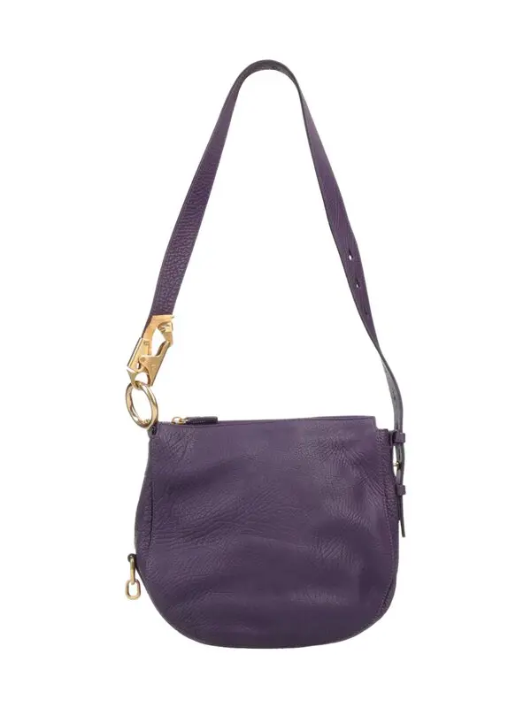 Burberry Solid Color Lychee Grain Shoulder Bag - Black