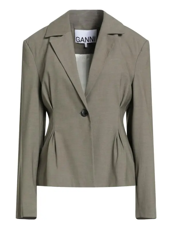 GANNI Minimalist Single-breasted Blazer - Gray