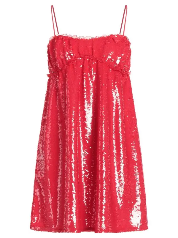 GANNI Sequin Slip Dress - Red