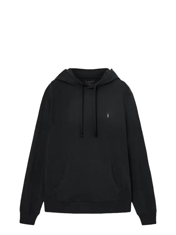 ALLSAINTS Brace Pullover Brushed Cotton Ramskull Hoodie - Jet Black