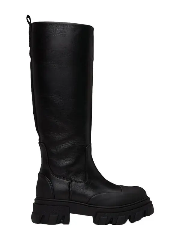 GANNI Round Toe Knee-high Boots - Black