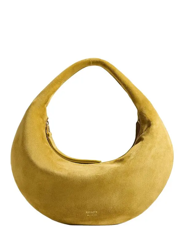 Khaite Mini Olivia Hobo In Suede - Golden Olive