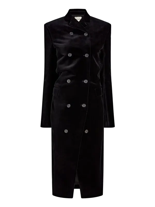 Khaite Rolon Coat In Velvet - Black