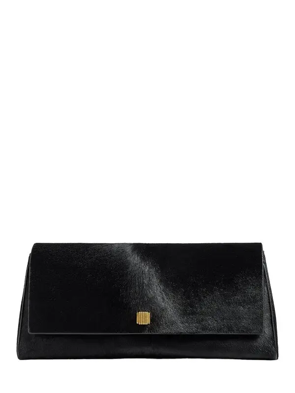 Khaite Audrey Clutch In Haircalf - Black