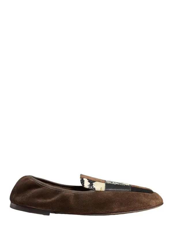 Khaite Zoe Patchwork Flat - Chocolate
