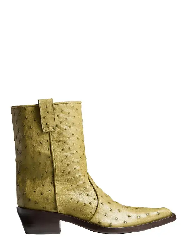 Khaite Clive Ankle Boot In Ostrich - Olive