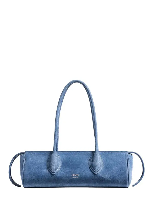 Khaite Donna Shoulder Bag In Suede - Cloud Iris