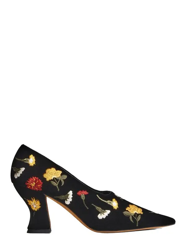 Khaite Colleen Pump In Glazed Leather - Black Multi