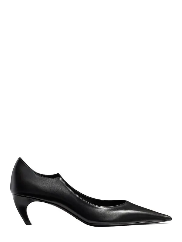 Khaite Valerie Low Pump In Glazed Leather - Black
