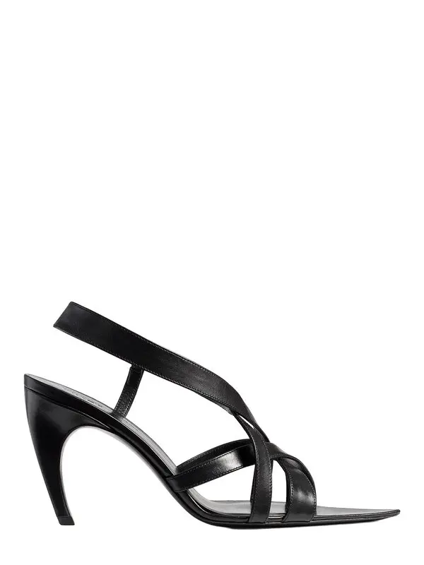 Khaite Sadie Sandal In Glazed Leather - Black