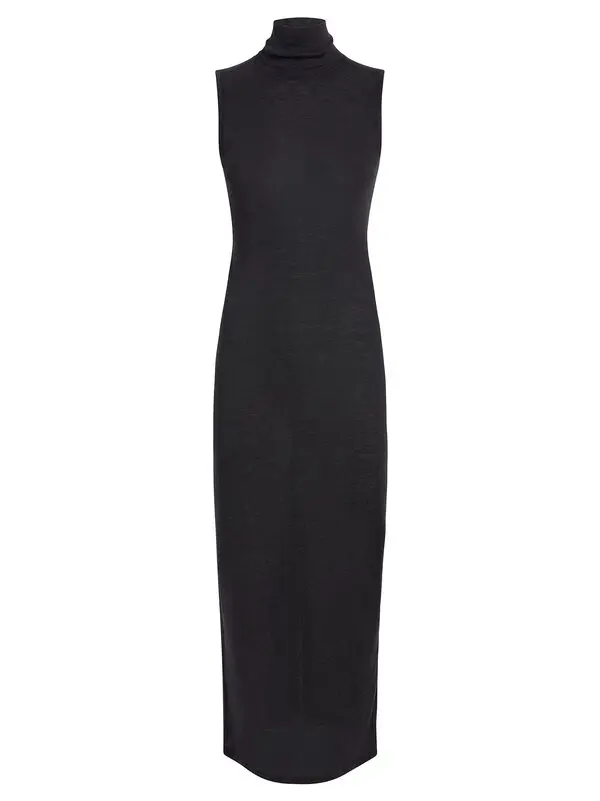 Khaite Demi Dress In Wool Silk - Black