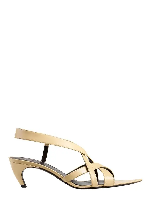 Khaite Sadie Kitten Heel Sandal In Glazed Leather - Butter