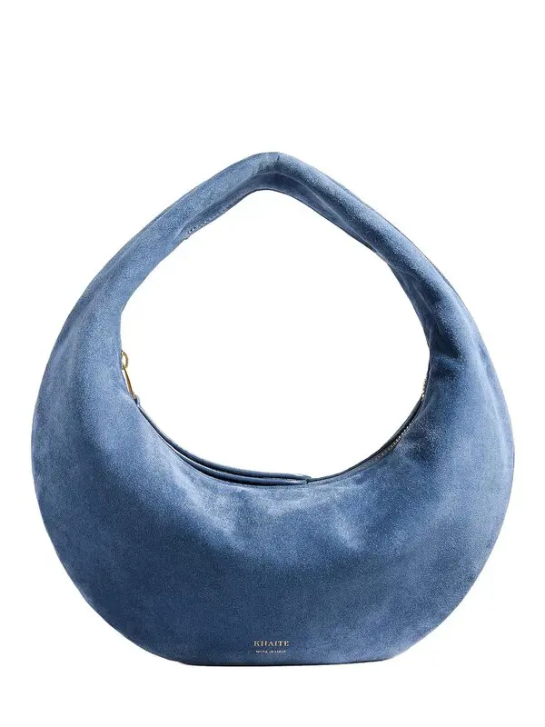 Khaite Mini Olivia Hobo In Suede - Cloud Iris